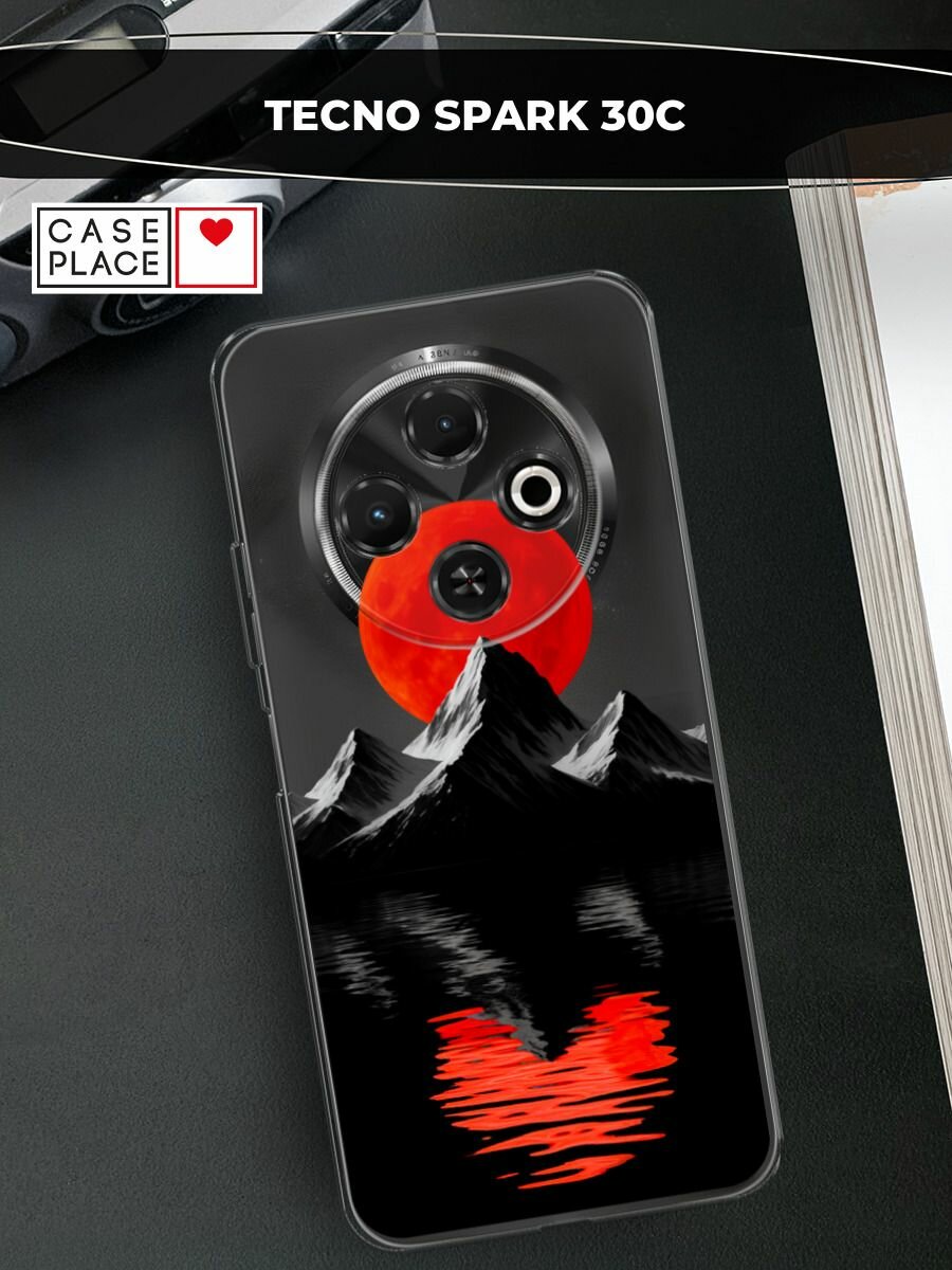 Чехол на Tecno Spark 30C / Текно Спарк 30C с принтом Черная гора, прозрачный