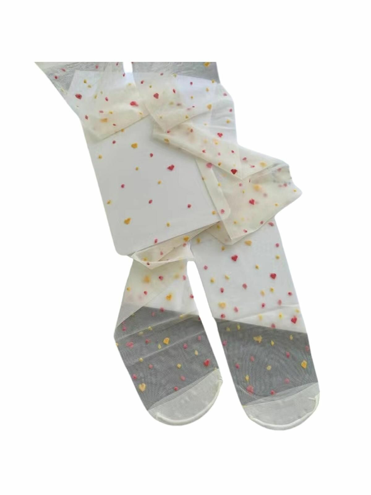 Чулки с жаккардовым узором в виде сердец