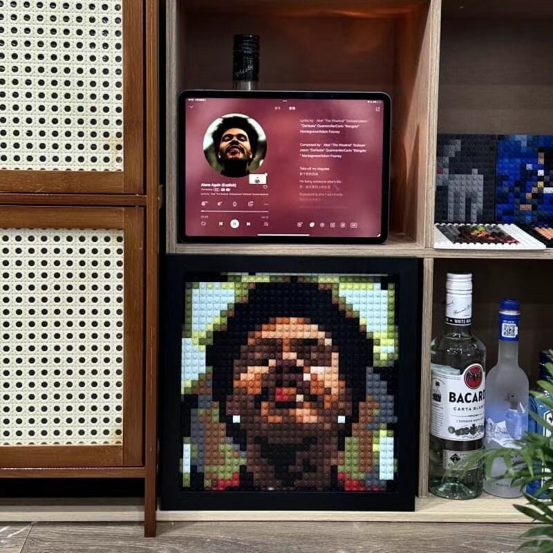 Эксклюзивное оформление обложки американского музыкального альбома, совместимое с Lego строительными блоками, пиксельная арт ниша, абстрактное искусство