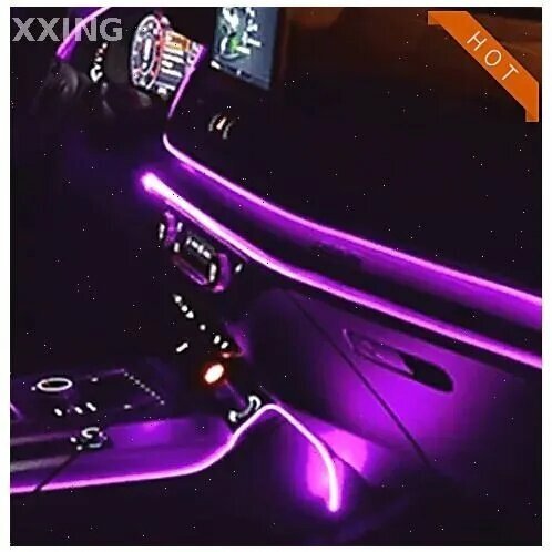 Неоновая лента для авто, 5 м в 12В, фиолетовый, светодиодная подсветка в салон автомобиля, гибкий неон в машину