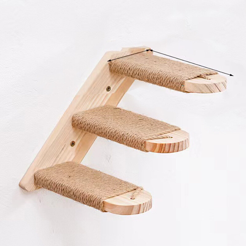 Лестница для лазания кошек из массива дерева, платформа для прыжков, настенная сцена, многослойная, из массива дерева, сизалевое кошачье дерево, DIY настенная башня для лазания кошек