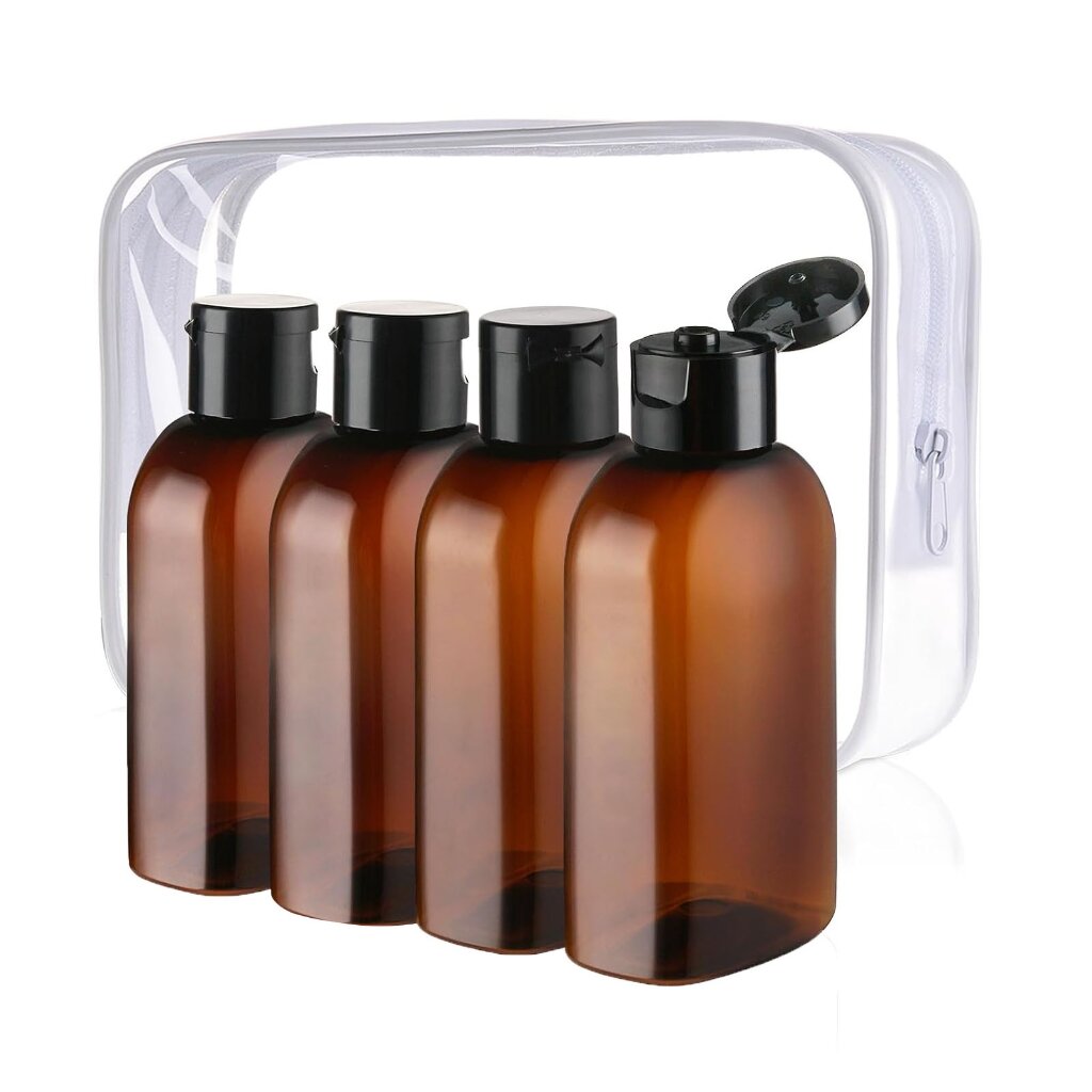 Набор из 4 частей, 100 мл шампуня-кондиционера для путешествий в бутылках-коричневый