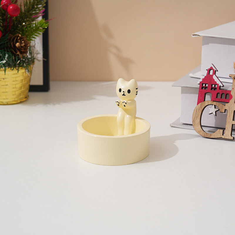 Декоративное украшение в виде мультяшного кота, креативный подсвечник, ароматическая свеча, подарок на день рождения для девушки, маленькая чайная свеча, настольное украшение для интерьера