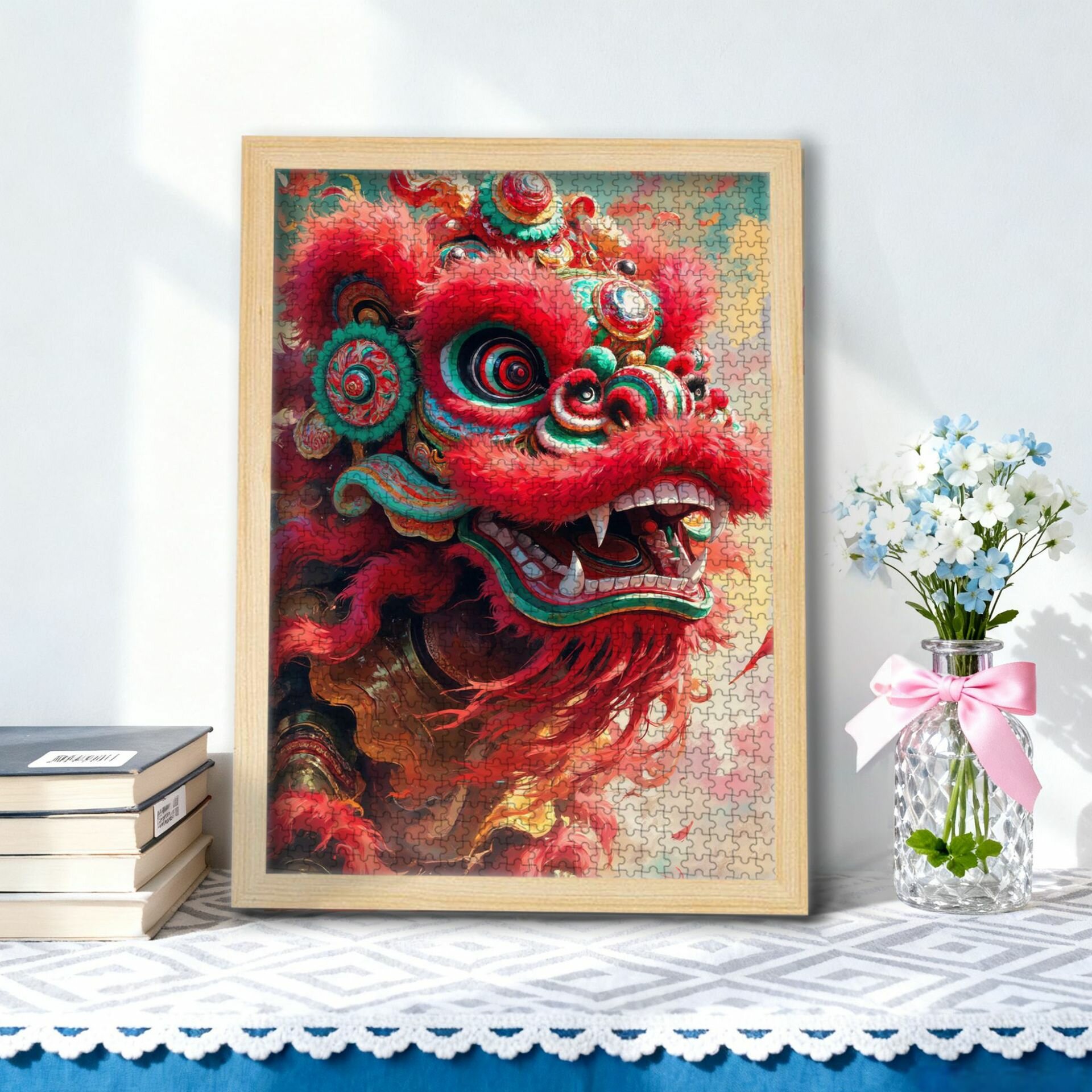 Национальный тренд деревянный пазл 1000 деталей танец льва для взрослых высокая сложность сборки снятие стресса образовательный подарок тысяча деталей модная игрушка