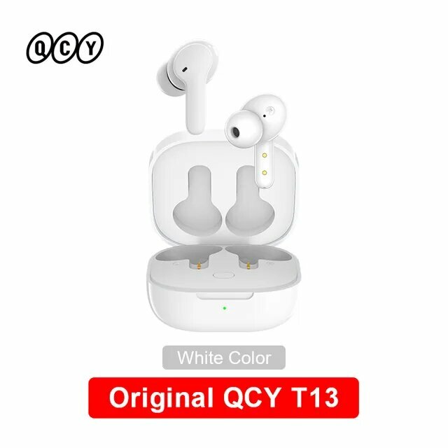 Беспроводные Bluetooth-наушники QCY T13 с 5.1-канальным звуком, 7,2-мм динамиком, мощными басами, сверхдлительным временем автономной работы до 40 часов, быстрой зарядкой и водонепроницаемостью.