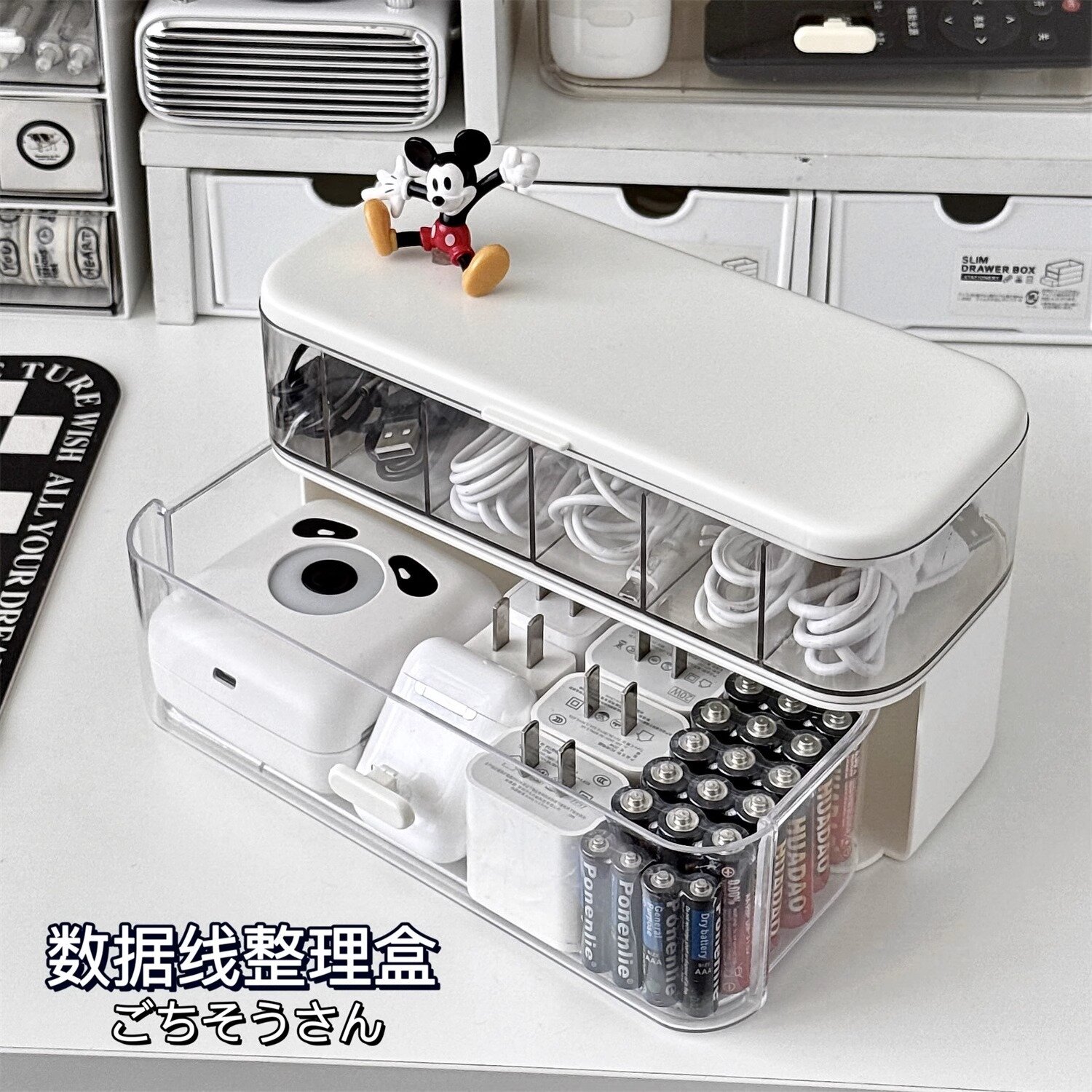 Настольный органайзер большой вместимости для девочек: резинки для волос, заколки, пластиковый ящик с отделениями для хранения украшений и детских аксессуаров для волос.