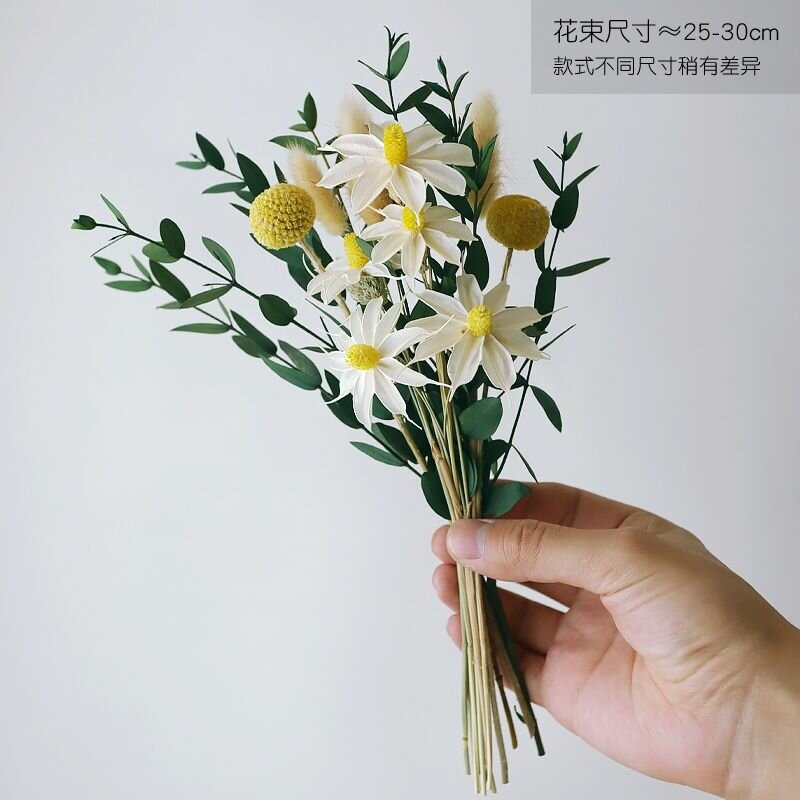 Декорации из сухоцветов в стиле Ins, натуральные цветы, высушенные естественным путем, вечные цветочные букеты, деревянные куклы с цветами, декор для гостиной.