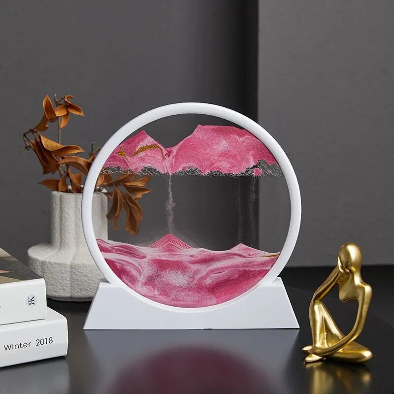 3D-картина с кинетическим песком в рамке, белая рамка, розовый песок, 18 см