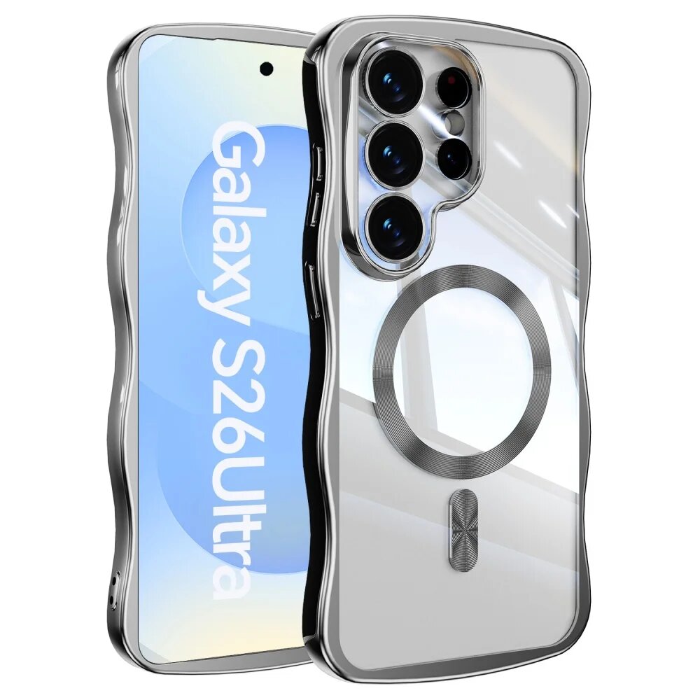 Чехол Samsung Galaxy S24 Ultra, серебряный, прозрачный, магнитный