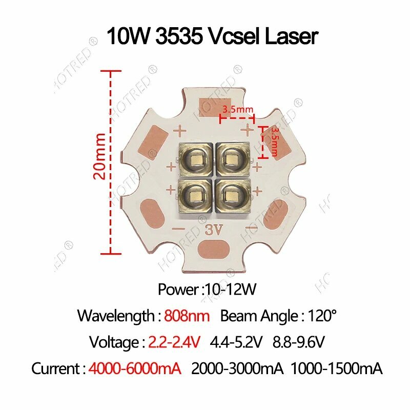 10W 3535 Vcsel Laser 808nm 120°