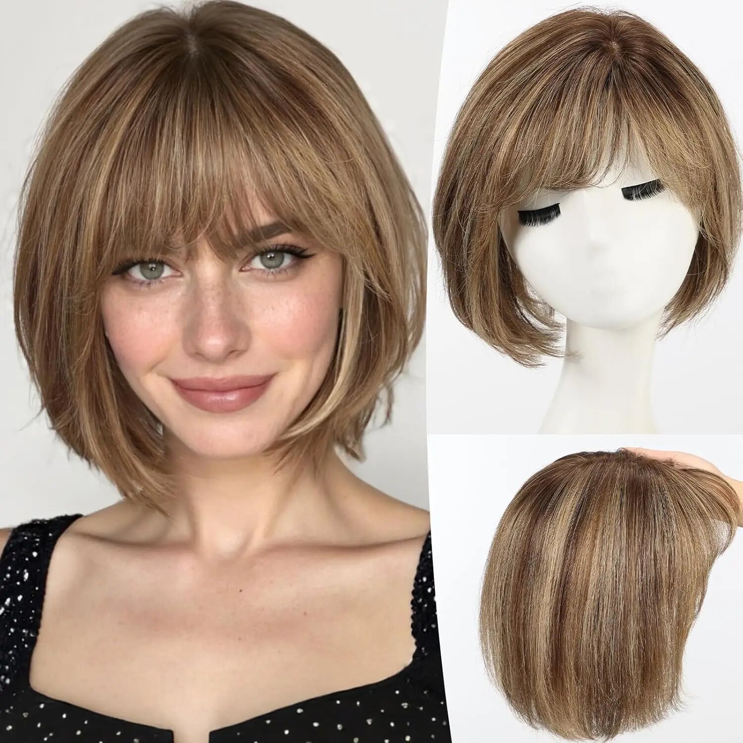Натуральные волосы HAIRCUBE, коричневые пряди, короткий боб HTLC9014-9BR10