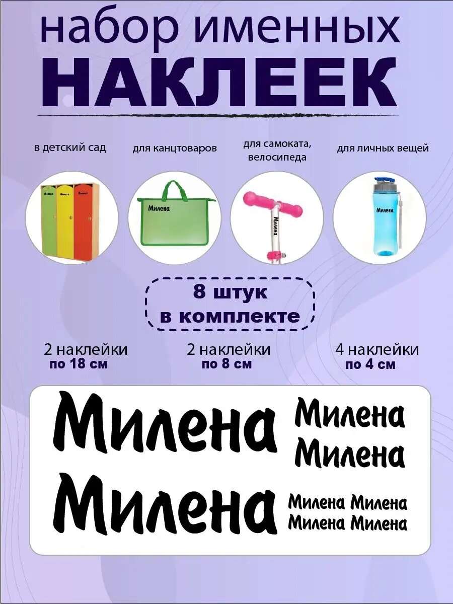 Наклейка с именем Милана, Милена, Миледа