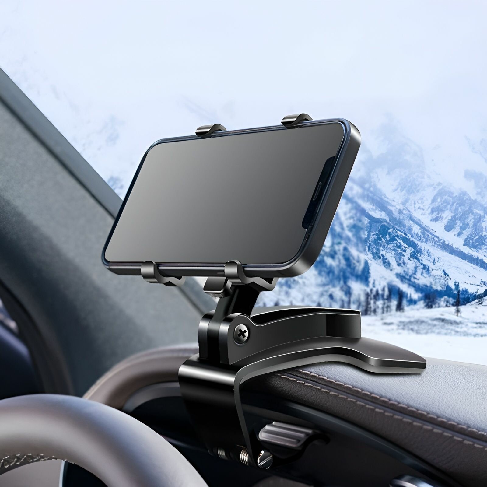 Держатель для телефона автомобильный универсальный, крепление на зажиме, для смартфона навигатора планшета