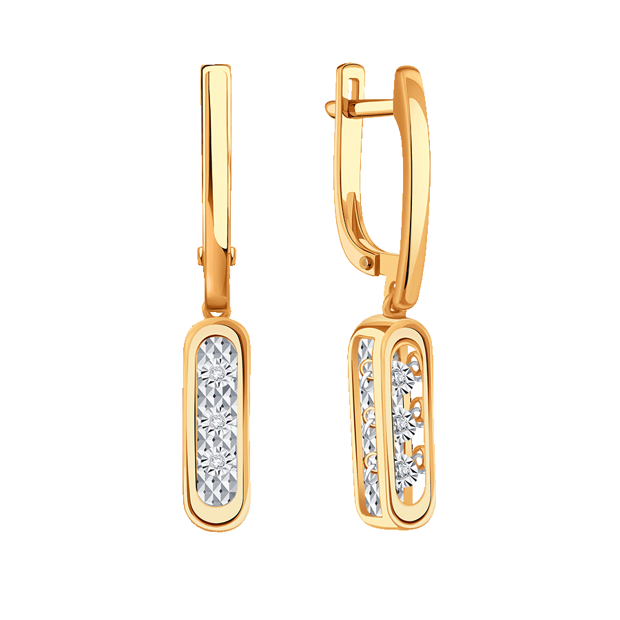Серьги, красное золото, 585 проба, бриллиант