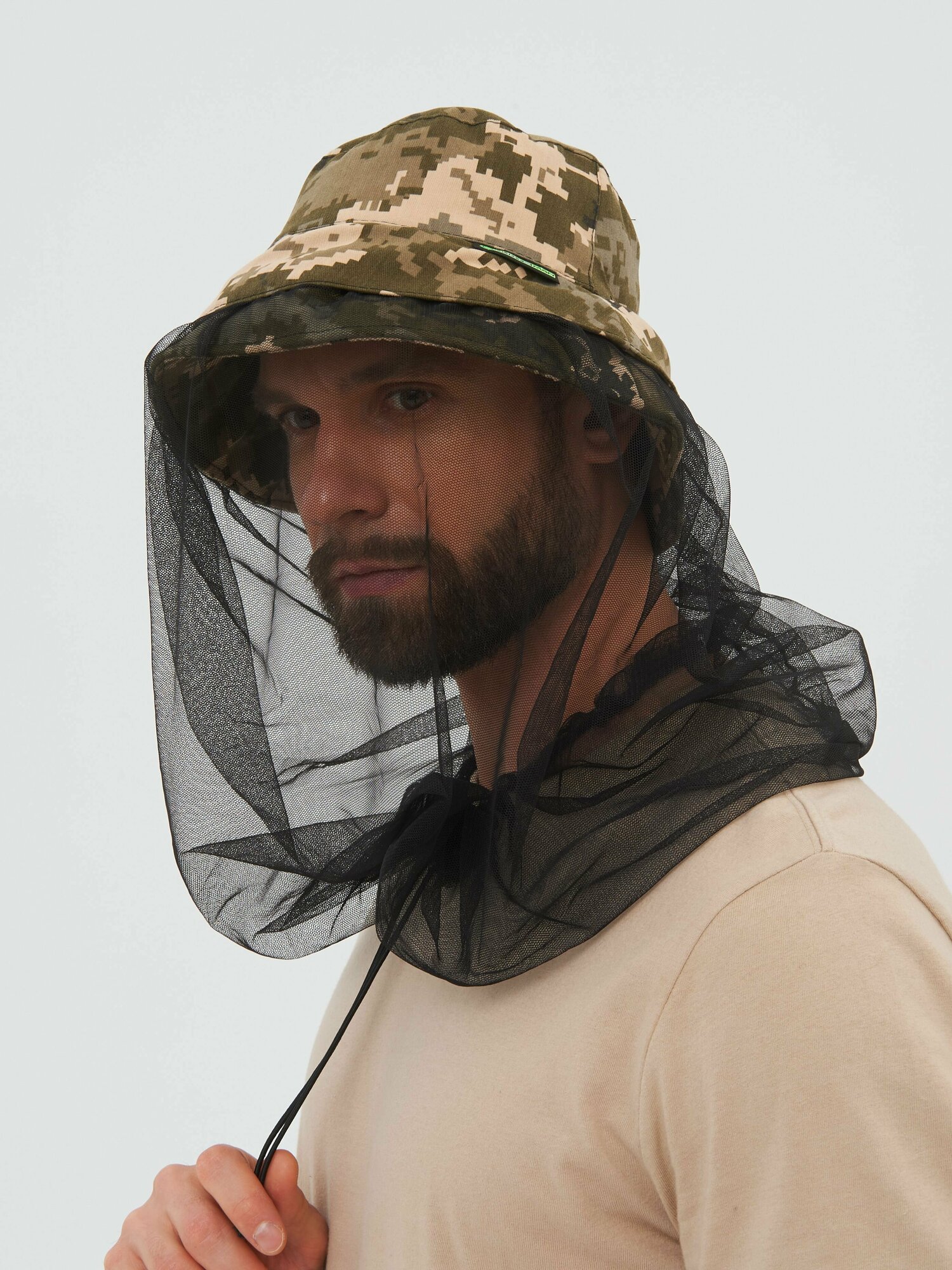 Панама мужская летняя солнцезащитная Huntsman Трансформер для рыбалки и охоты с сеткой от комаров, рипстоп, цвет 128/2 (р.60)