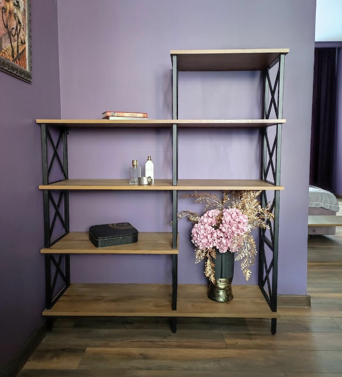 Стеллаж деревянный стеллаж для книг стеллаж напольный с металлокаркасом Лофт 2.0 тумба