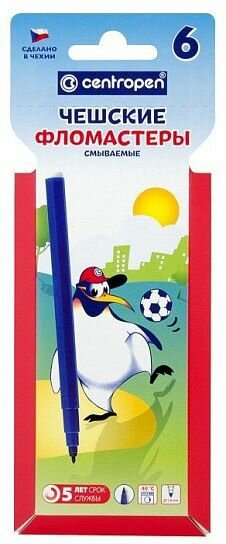 Centropen Фломастеры Пингвины, классические, 6 цветов