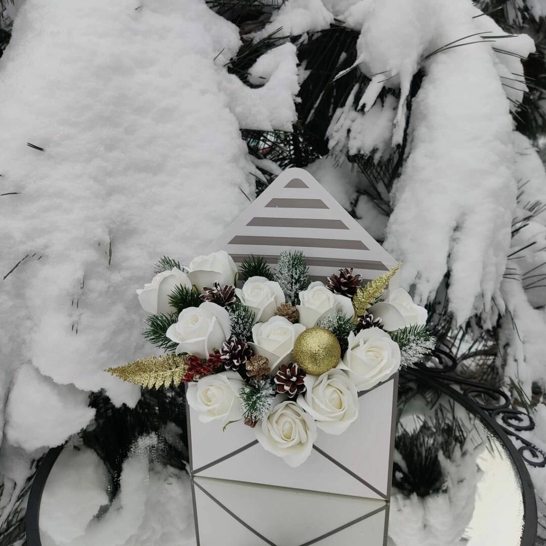 Букет из мыльных цветов "Новогодний конверт №2"