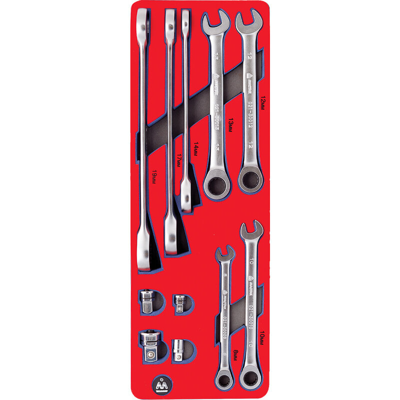 Мастак Набор комбинированных ключей с трещоткой, ложемент, 11 предметов