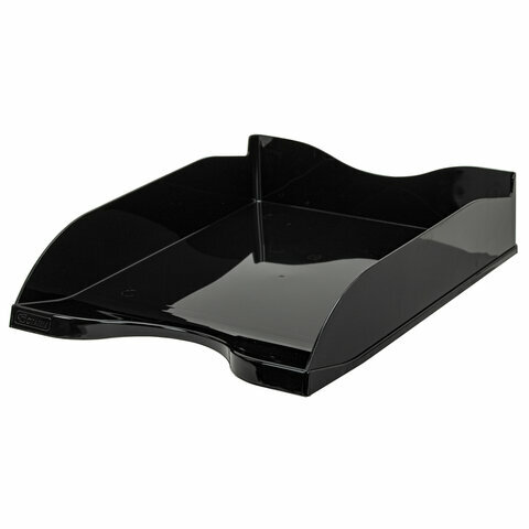 Лоток горизонтальный для бумаг СТАММ "Люкс", А4 (350х255х65 мм), полипропилен, черный, ОФ888