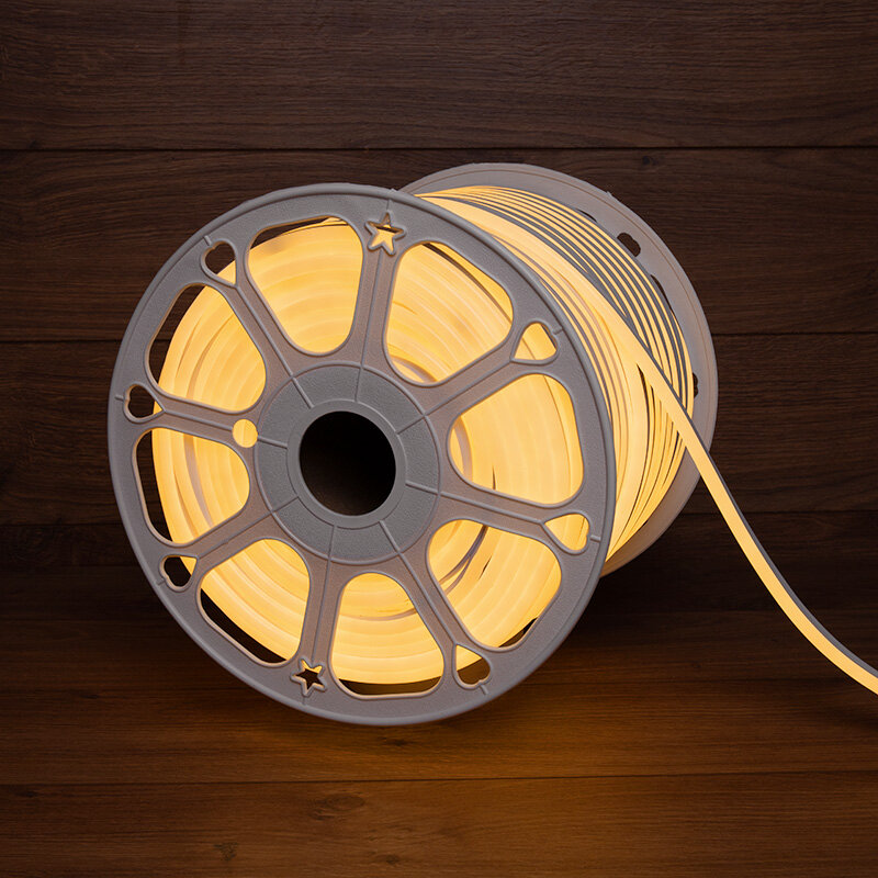 Лампы светодиодные Neon-Night Гибкий неон 8х16мм односторонний 120 LED/м теплый белый 24В бухта 50м (3 комплекта подключения) NEON-NIGHT, 50м