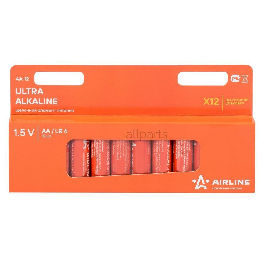 AIRLINE AA-12 Батарейка алкалиновая AIRLINE Ultra Alkaline AA 1,5V (12 шт) AA-12