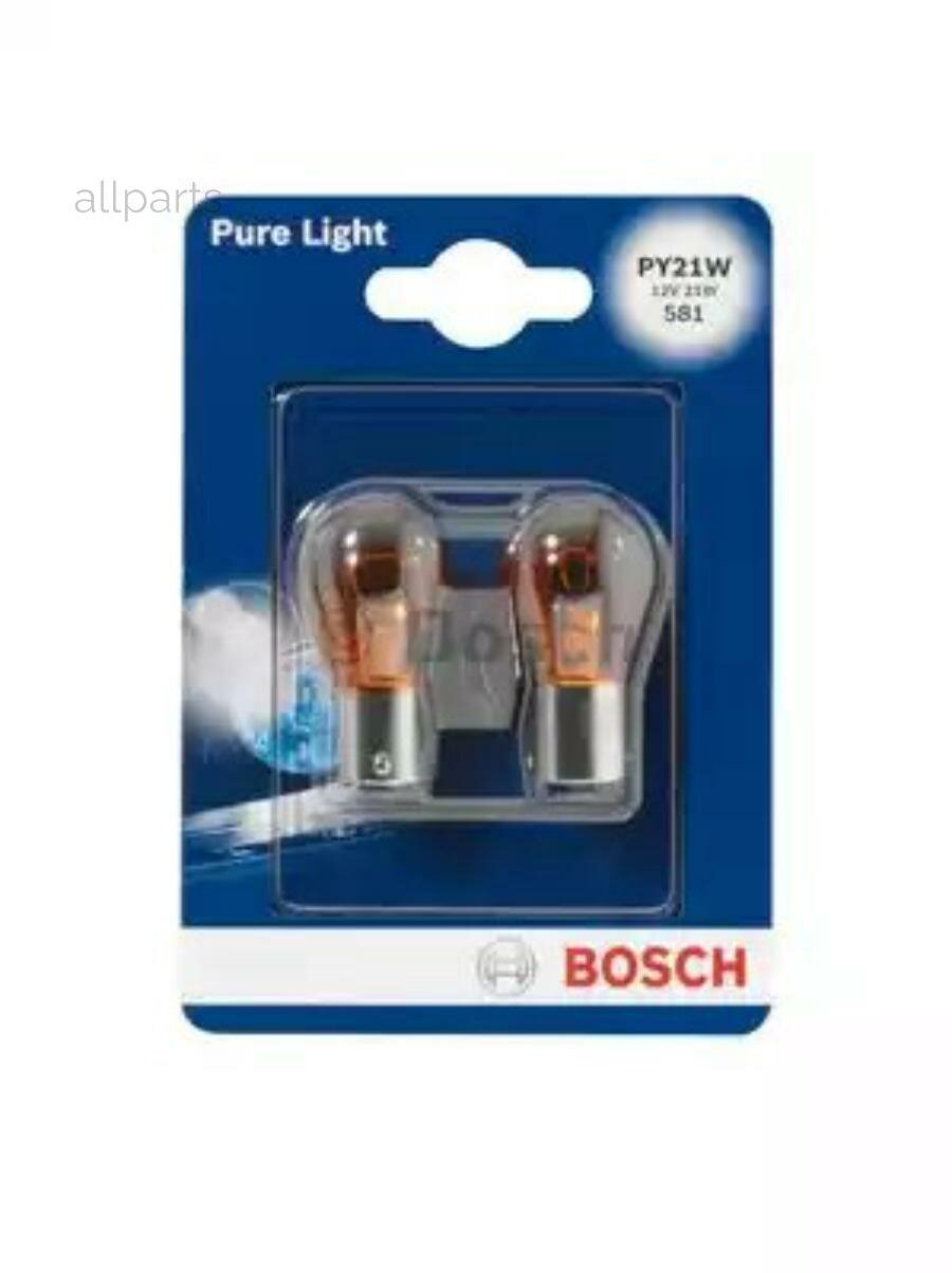 BOSCH 1 987 301 018 Лампа 12V PY21W 21W BOSCH 2 шт. блистер 1 987 301 018