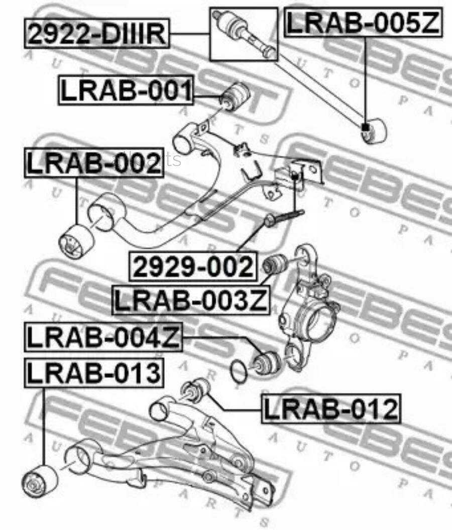 FEBEST LRAB-005Z Сайлентблок заднего рычага LAND ROVER DISCOVERY IV 2010-2016 FEBEST LRAB-005Z