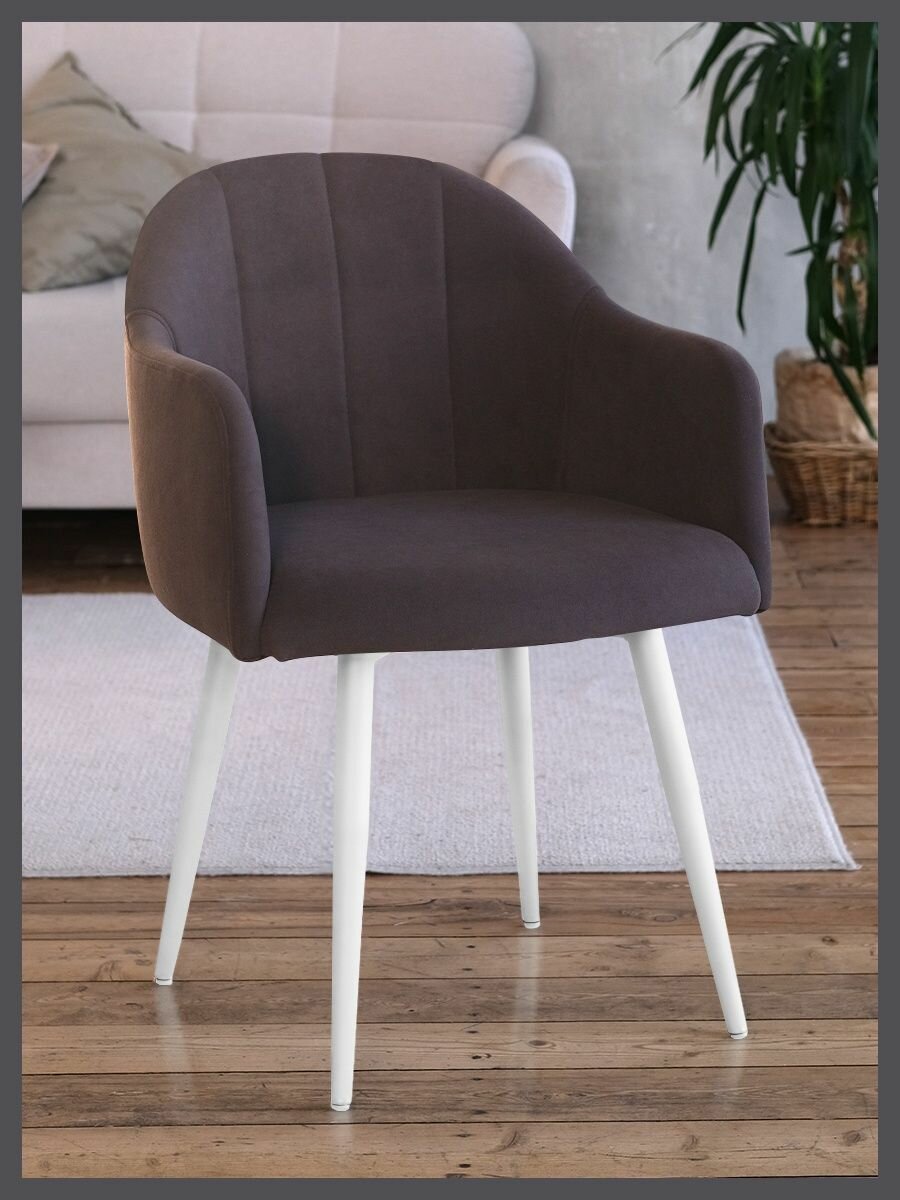 Стул для кухни и гостиной мягкий со спинкой коричневый велюр