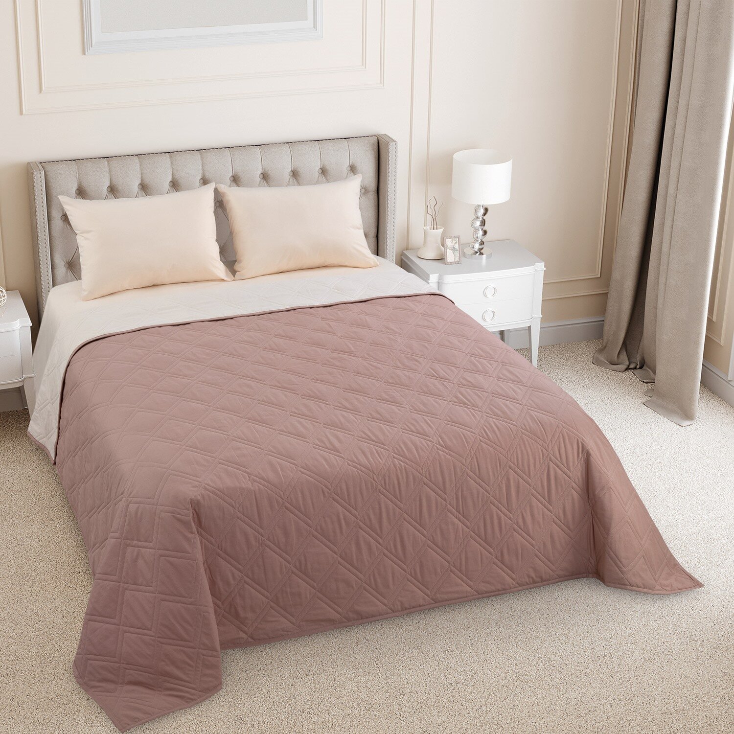 Покрывало из Перкали 260х225 стеганое "Рудбекия"