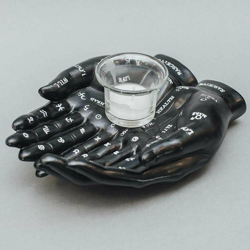 Подсвечник "Руки хироманта черные" для чайной свечи