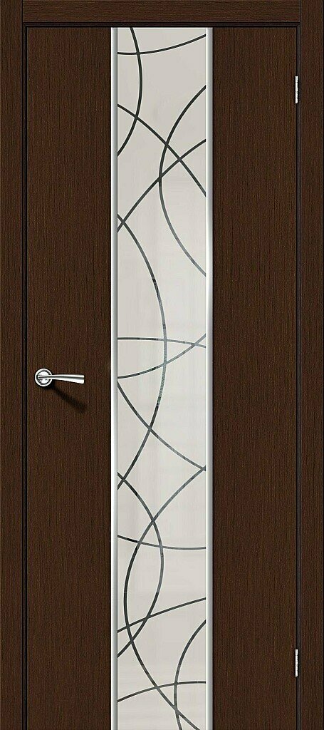 Дверь Карат / Цвет Ф-27 (Венге) / Стекло Зеркало худ. / Двери Браво