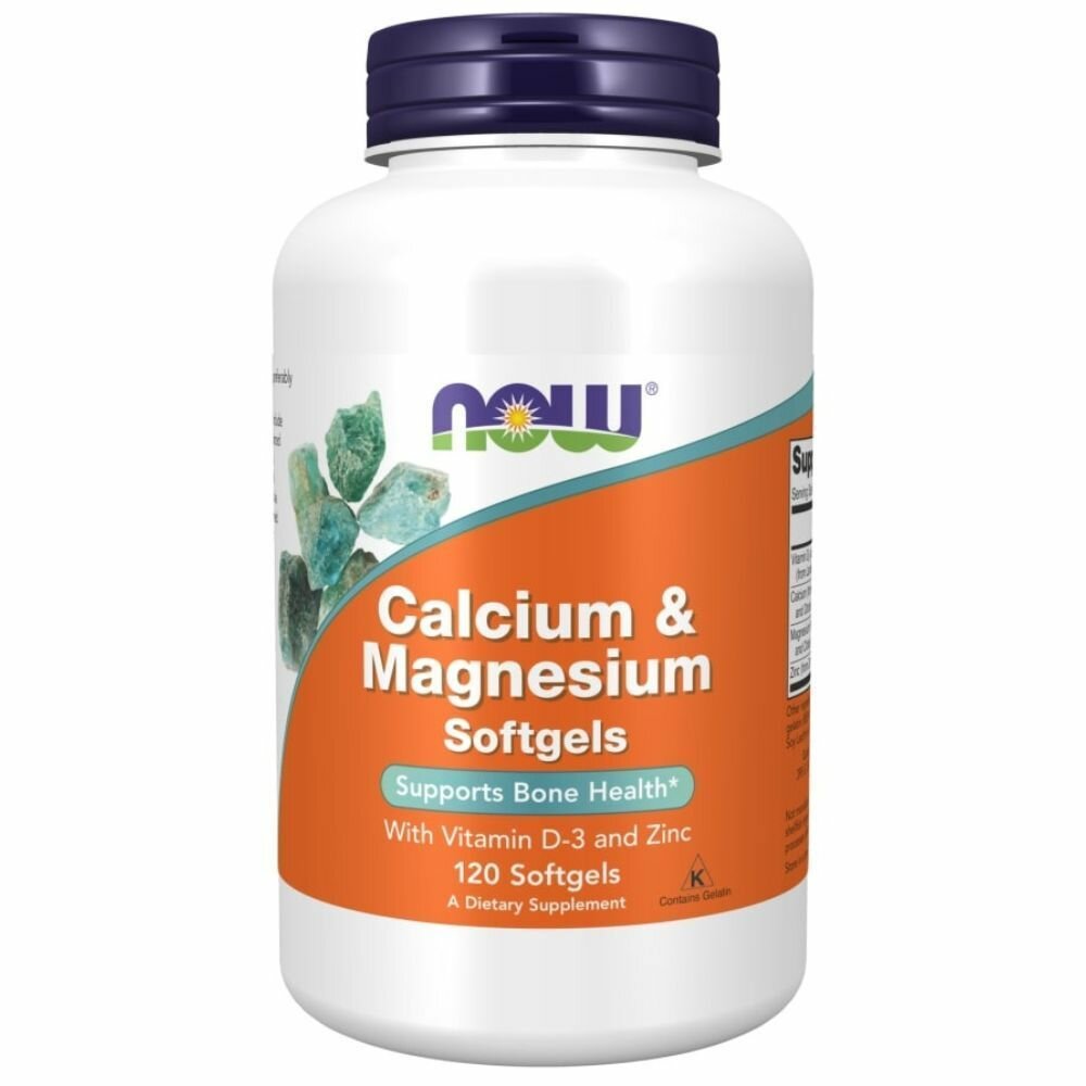 NOW Calcium & Magnesium 120 Softgels. Кальций, магний, витамин Д, цинк.