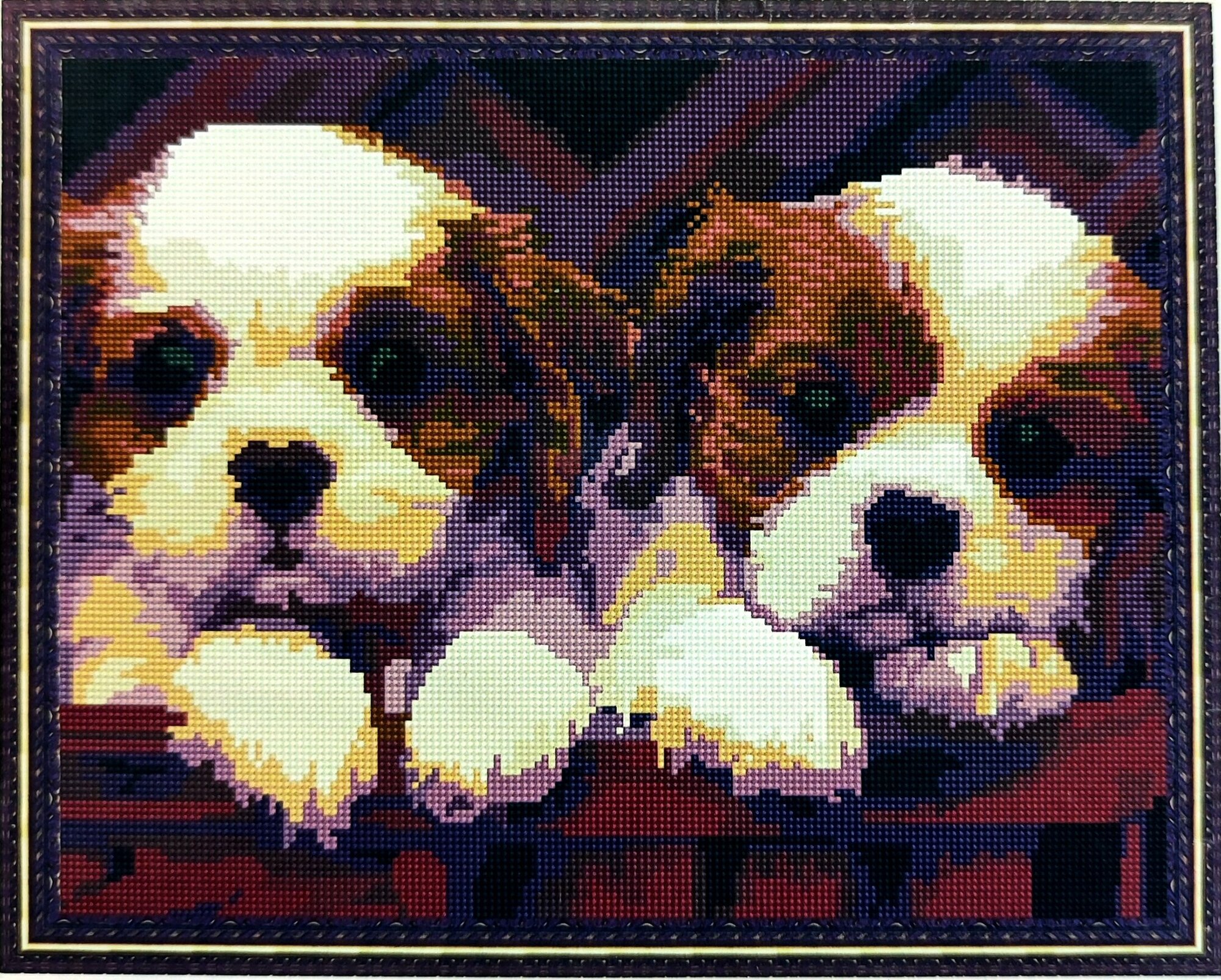 Алмазная мозаика 40x50см круглые стразы домашние животные, котики, собачки, кот, собака