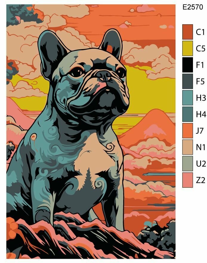 Детская картина по номерам E2570 "Французский бульдог с важным видом" 20x30