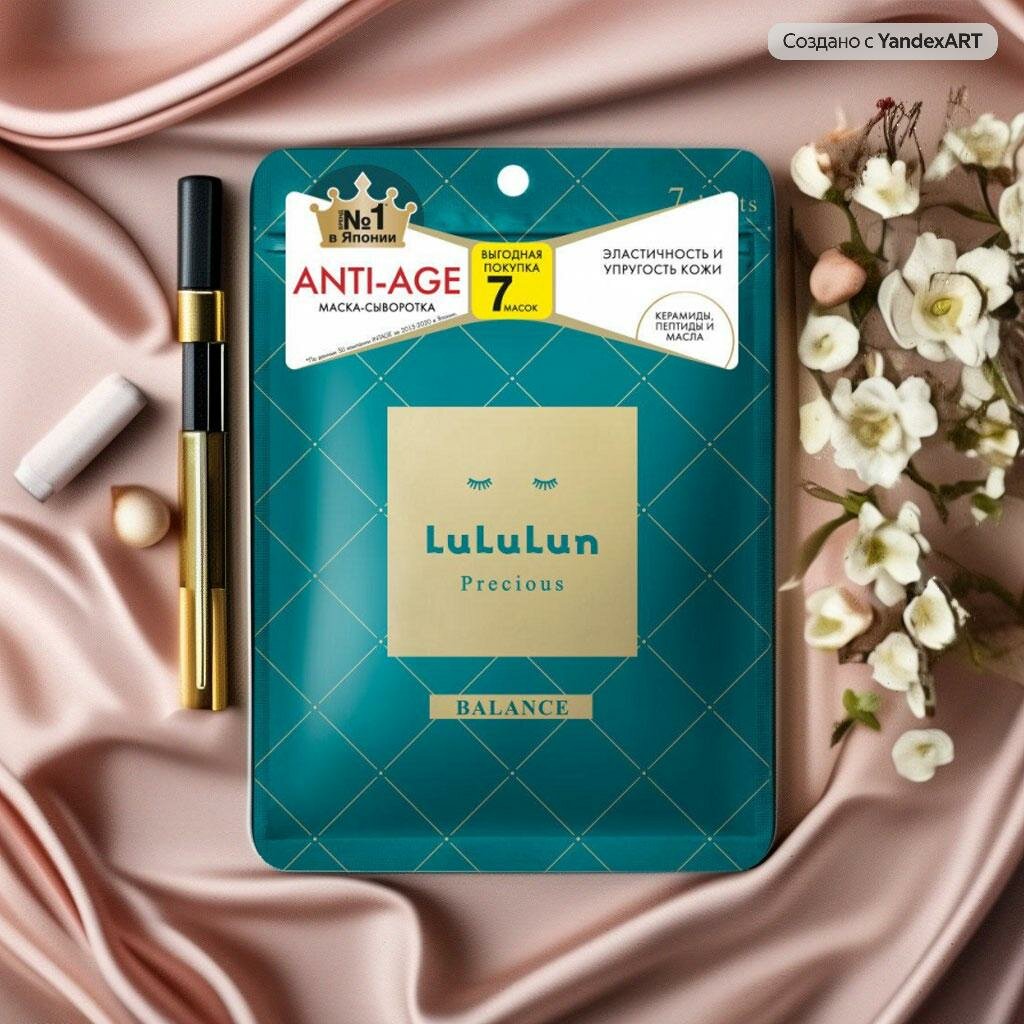 LuLuLun Маска для лица Антивозрастная "Увлажнение и Восстановление Эластичности" Face Mask Precious Balance Green 7 шт.