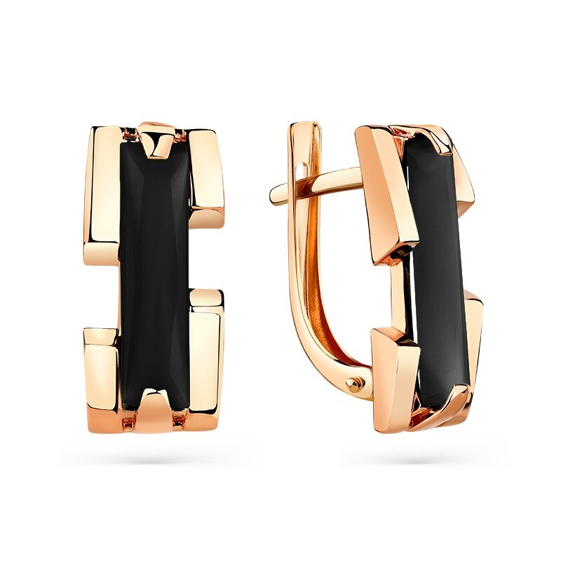 Серьги, золото, 585 проба, агат