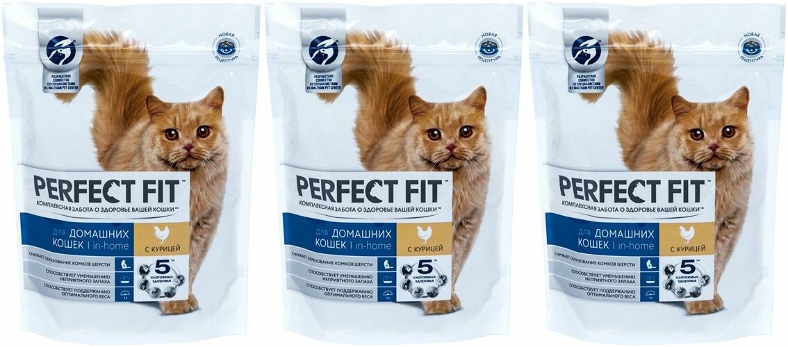 Perfect Fit Корм сухой Курица, для домашних кошек, 650 г, 3 уп