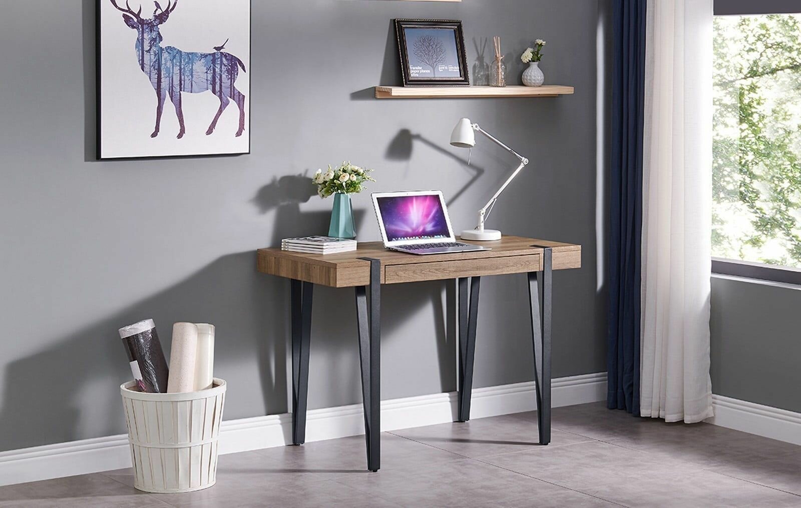 Стол письменный Project, орех/черный