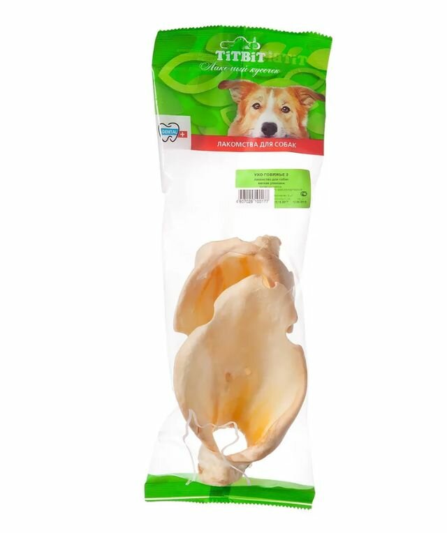 Titbit Лакомство для собак Ухо говяжье 2, 3 уп