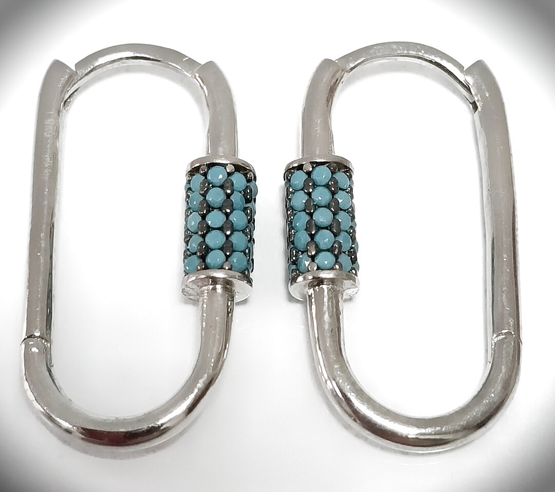 Серьги, серебро, 925 проба, родирование, бирюза