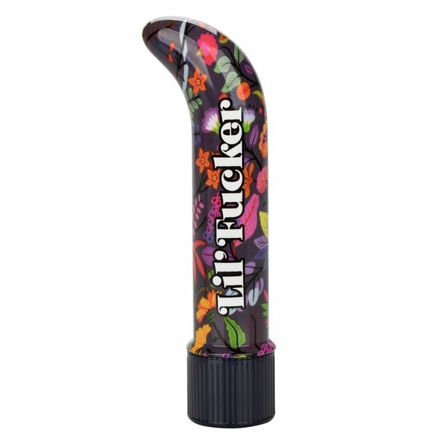 Черный мини-вибратор с цветочным принтом Lil Fucker Mini G-Spot Vibrator - 12,75 см. | California Exotic Novelties, США