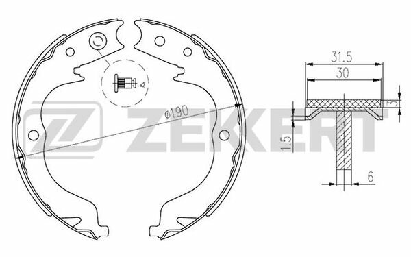Колодки тормозные Citroen C-Crosser (EP_) 07-; Mitsubishi Grandis II 04- задние барабанные (GS8753)