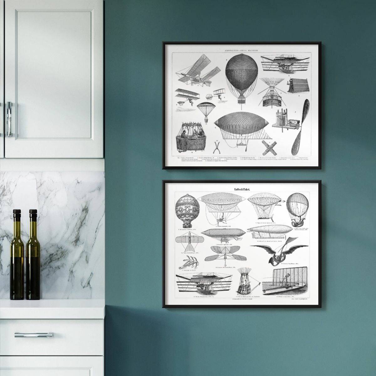 Постер 2 шт 50х40 без рамки "Ретро иллюстрации" набор картин для интерьера