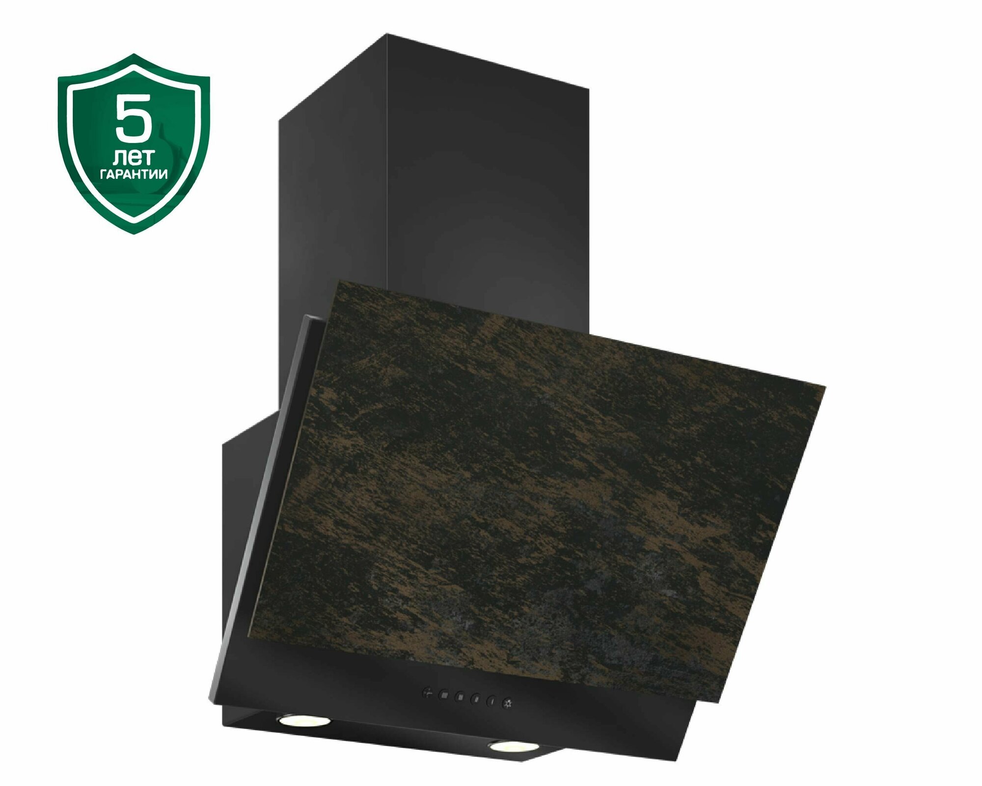 Наклонная кухонная вытяжка Elikor Рубин Ceramics S4 90П-700-Э4Д, 90 см, антрацит/бронзовый травертин керамогранит, производительность 700 м/ч, 4 скорости, электронное управление, настенная