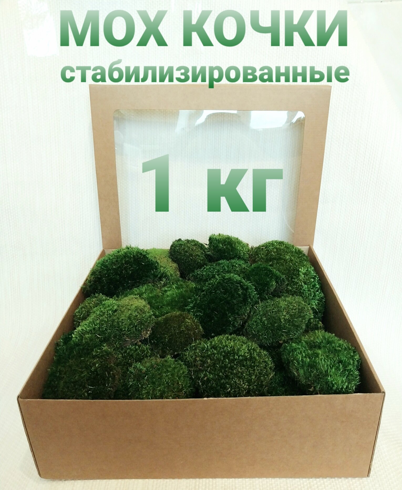 Изумрудный мох кочками, 1 кг стабилизированный
