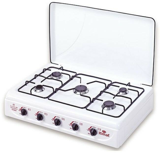 Плита газовая "itimat" модель I-25 - 5 конфорок с крышкой, белая