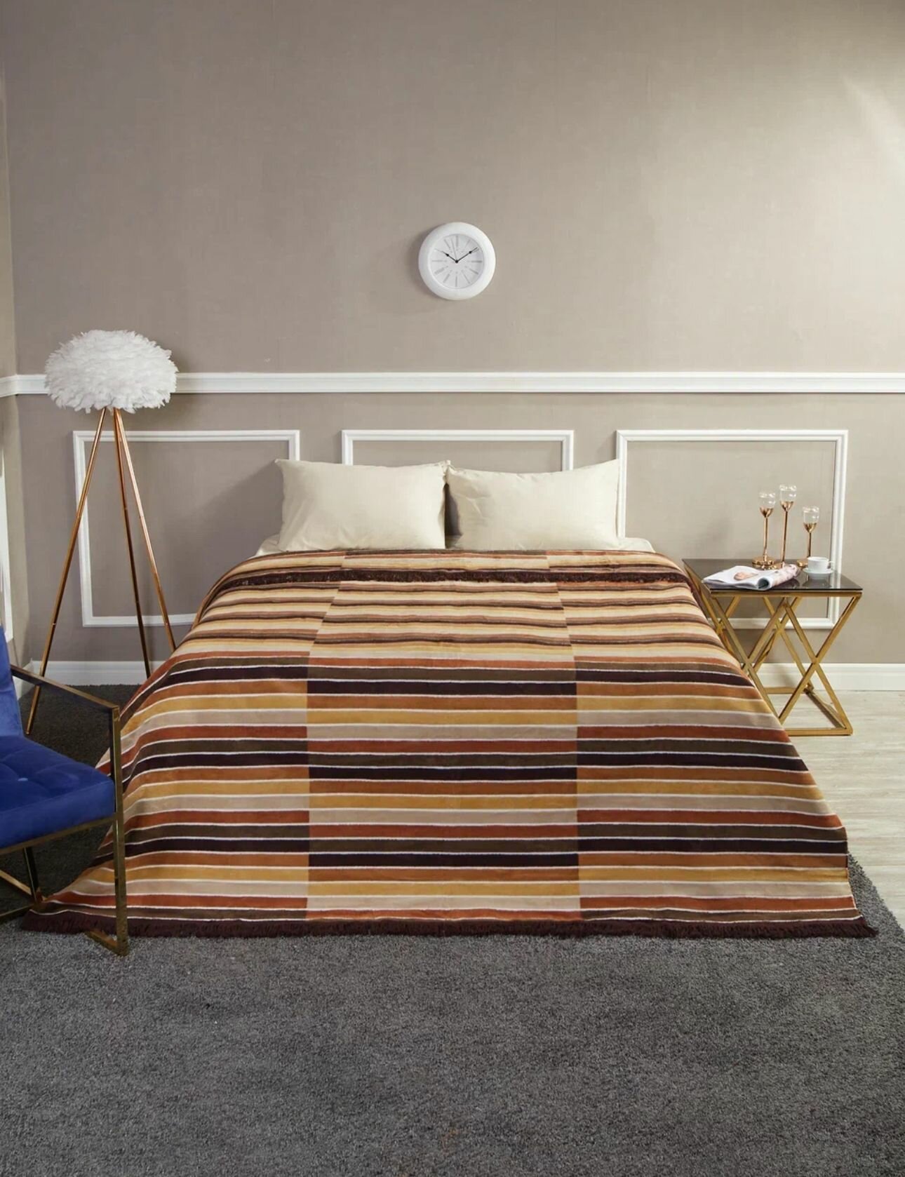 Мягкий хлопковый плед 150х200см. Двустороннее покрывало, плед для кровати и дивана. Производство Турция , размер 1.5спальный 150-200см