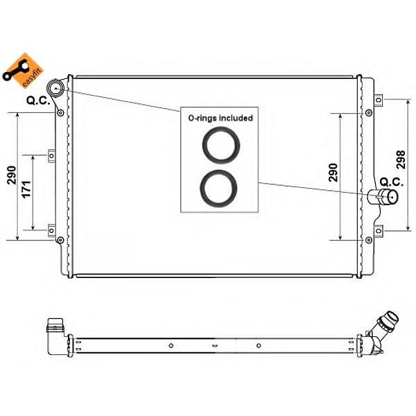 NRF 53425 (1K0121251AB / 1K0121251BK / 1K0121251DD) радиатор охлаждения двигателя VW Golf (Гольф) 1.6d 09-