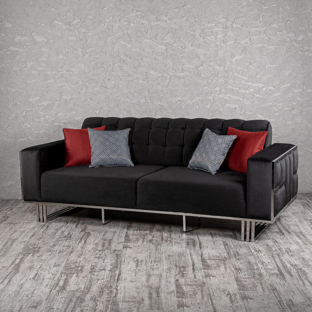 Диван раскладной Decor of today Наполи 01784 Черный Размеры: Высота 870мм Глубина 1000мм Ширина 2350мм